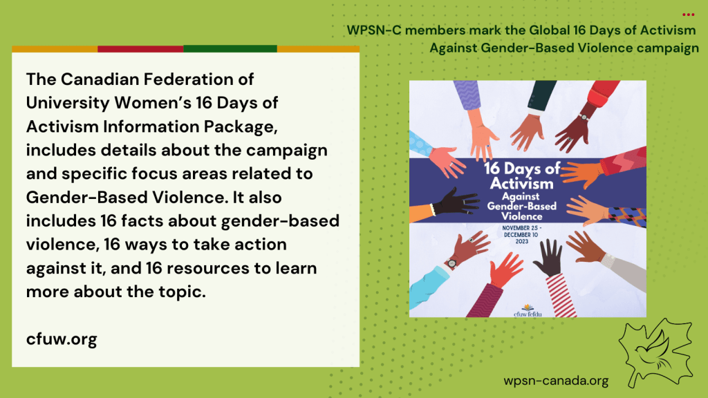 16 Days Campaign (2023 archive) – Women, Peace and Security Network ...