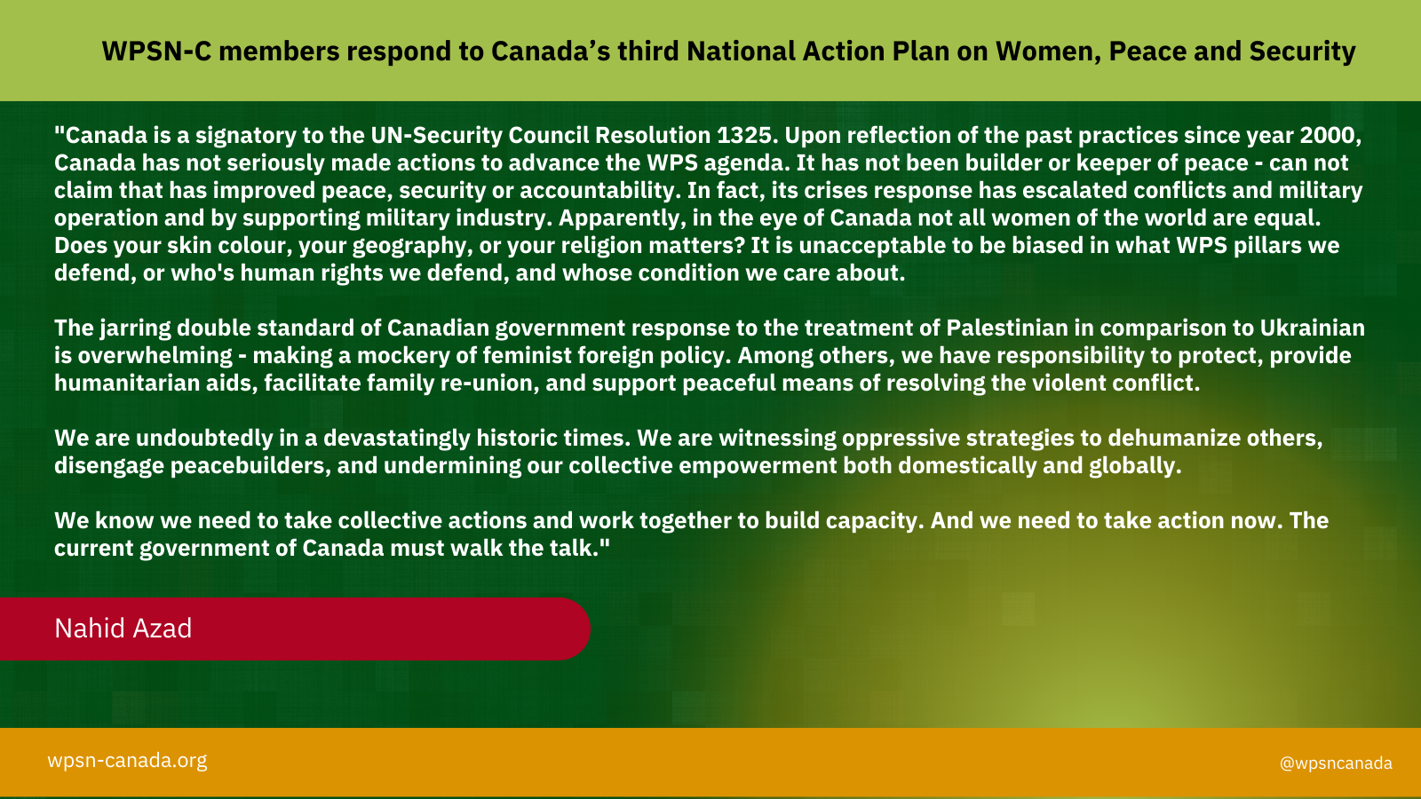 Launch of Canada’s 3rd national action plan on women, peace and ...